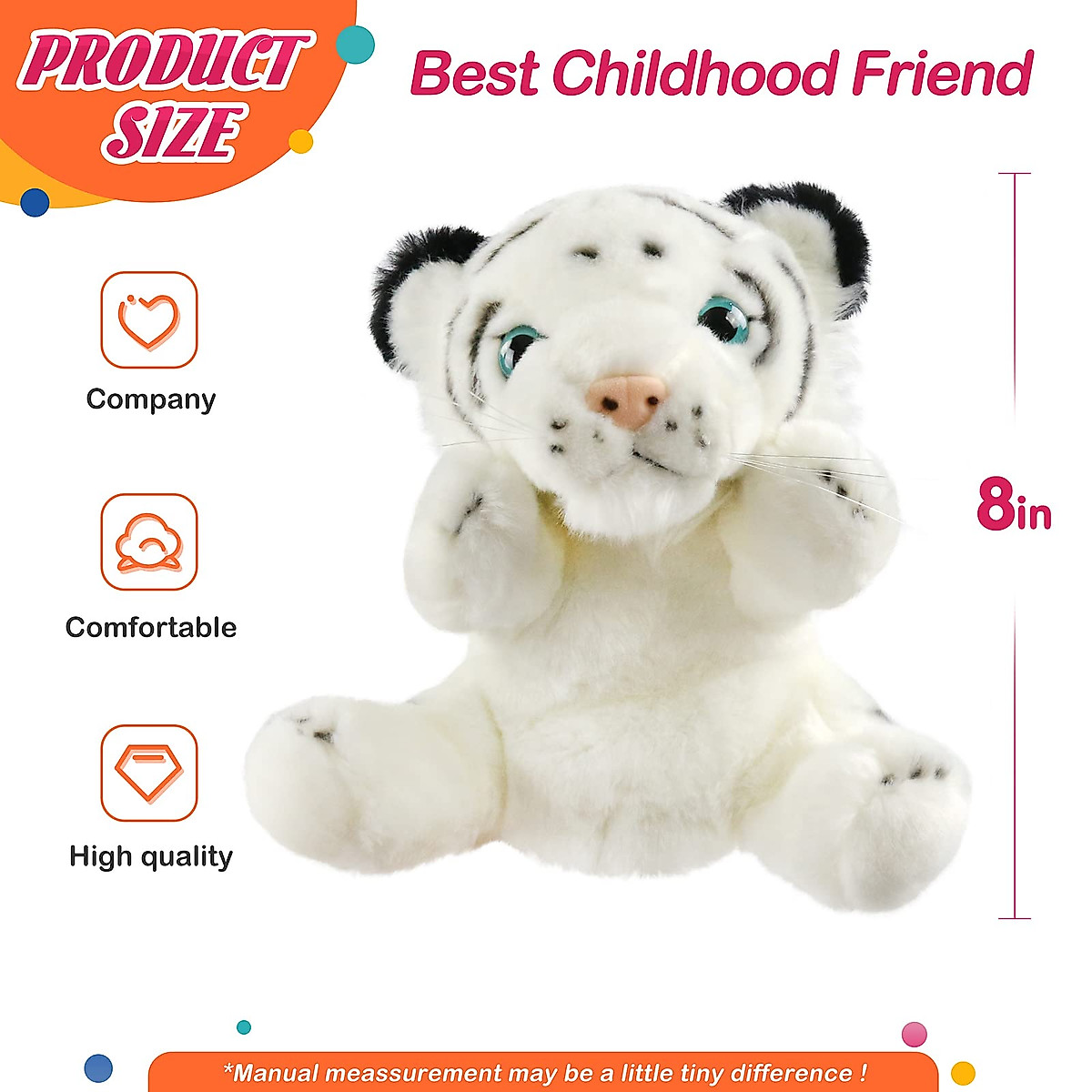 SpecialYou Tiger Hand Puppet Jungle Friends Plush Animals Toy for Imaginative Play, Storytelling, Teaching, Preschool & Role-Play, 8’’