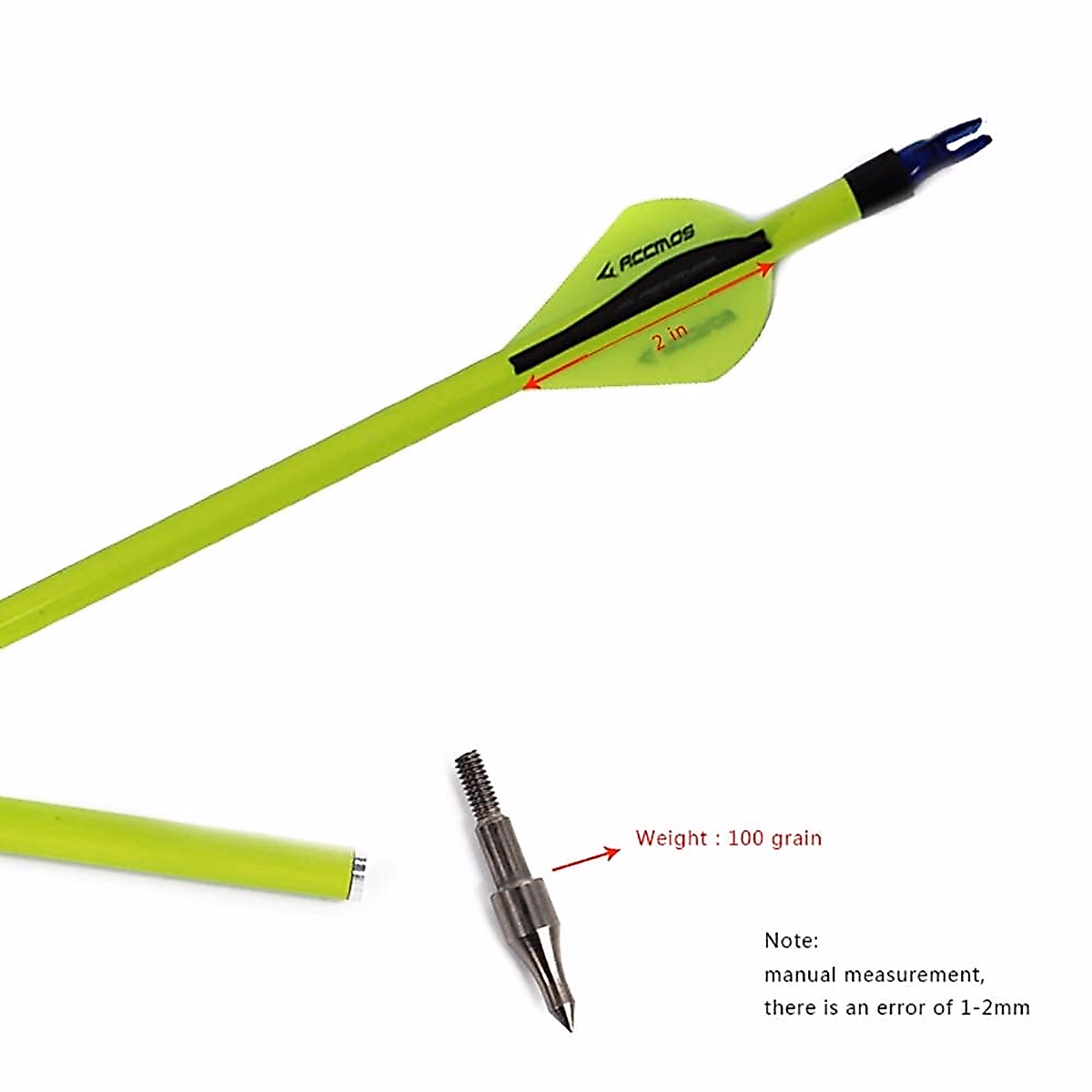 500 Spine Arrow 22.5 Inch Arrow Target Practice Arrow Hunting Arrow Carbon Arrows Compound Bow Recurve Bow Adult Youth Archery Indoor Outdoor Shooting Field Tip 12pc Yellow