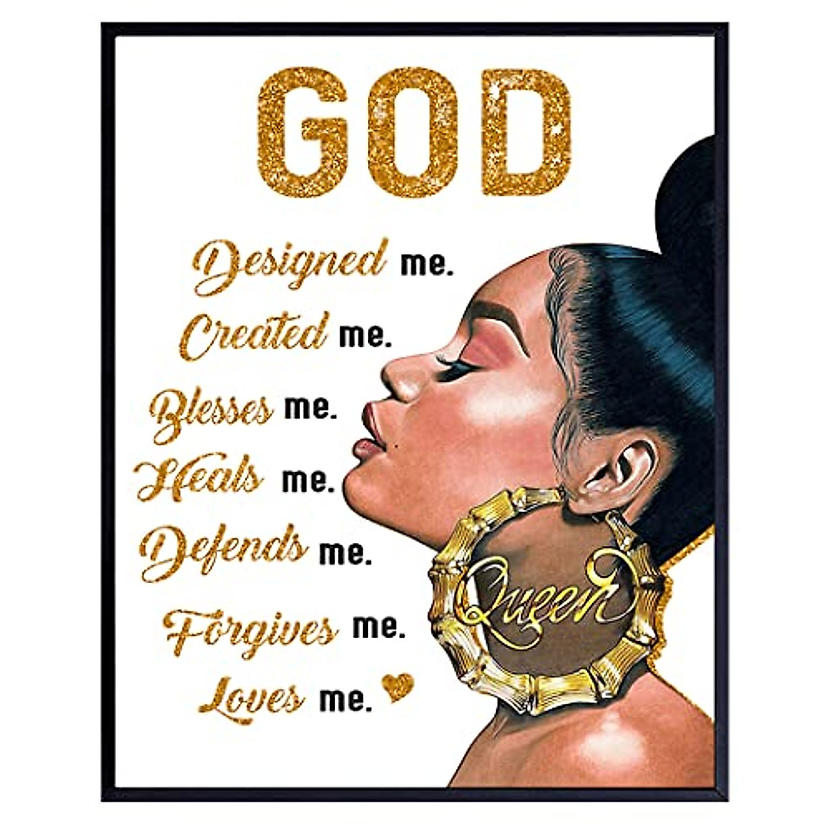 African American Art - Black Art - spiritual Religious Wall Decor - Black women - Inspiration Christian Gifts for Women, African Americans Black Girl - Christian Wall Decor- Faith God Wall Art & Decor