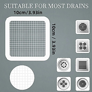 Disposable Hair Drain Stickers, 2024 Upgraded Floor Drain Sticker, Disposable Shower Drain Hair Catcher, Hair Drain Sticker, Drain Mesh Strainer for Bathroom Laundry Bathtub Kitchen (10 Pcs)