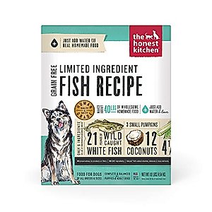 The Honest Kitchen Dehydrated Limited Ingredient Dog Food – Complete Meal or Dog Food Topper – Fish 10 lb (makes 40 lbs)