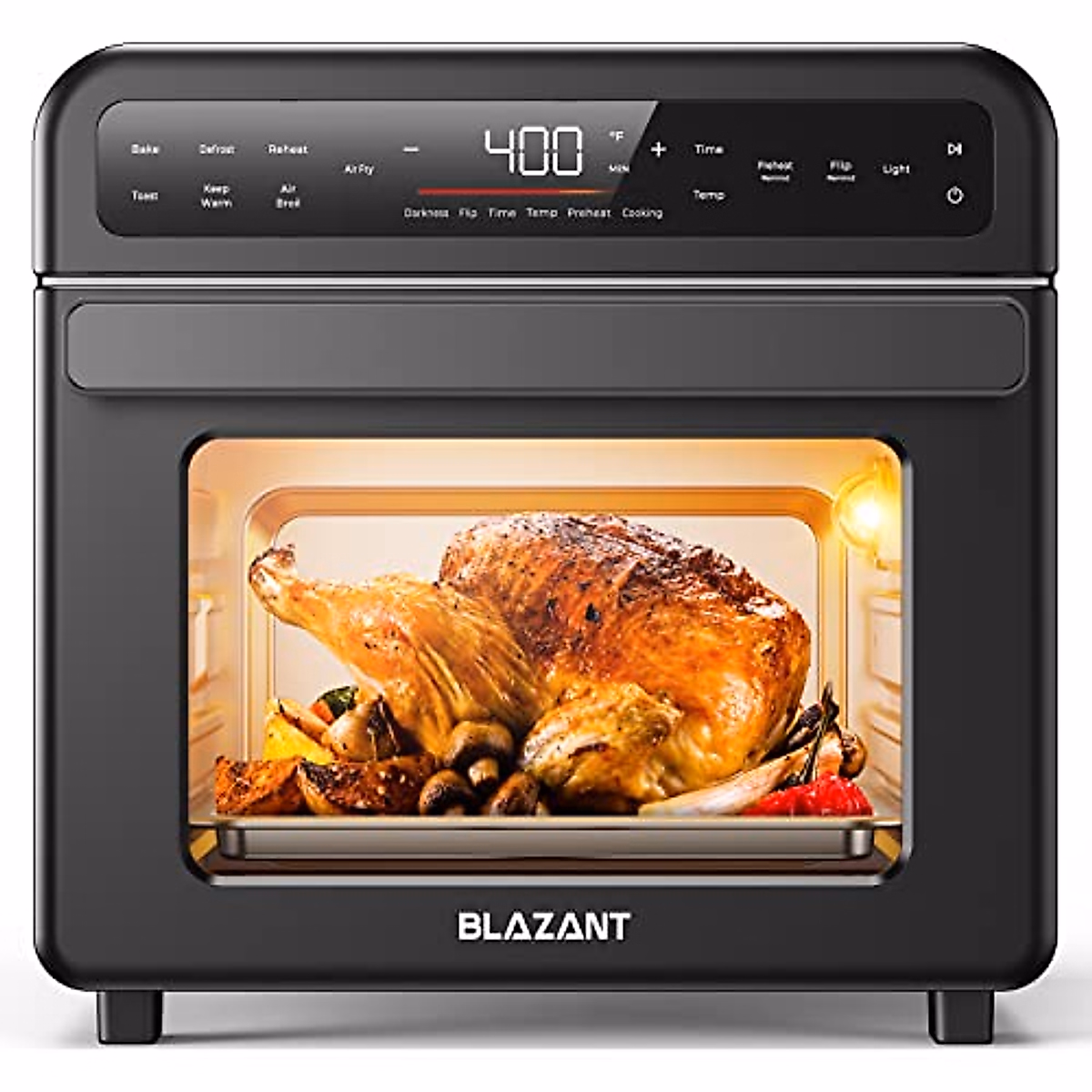 Toaster Oven Air Fryer Combo, Toaster Ovens Countertop 20QT/19L Air Fryers Oven, 16-in-1 Touch Keys Convection Ovens Smart, Space Saver, Drumstick Grill Freidora De Aire Airfryer Oven BLAZANT T-12