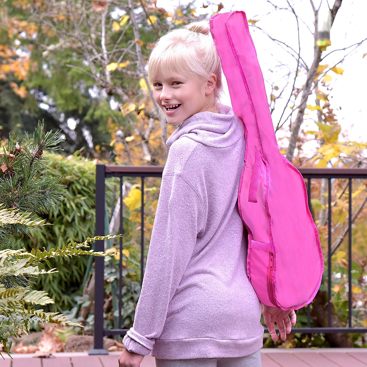 30" Left Handed Wood Guitar with Case and Accessories for Kids/Girls/Boys/Teens/Beginners (Pink Gradient)