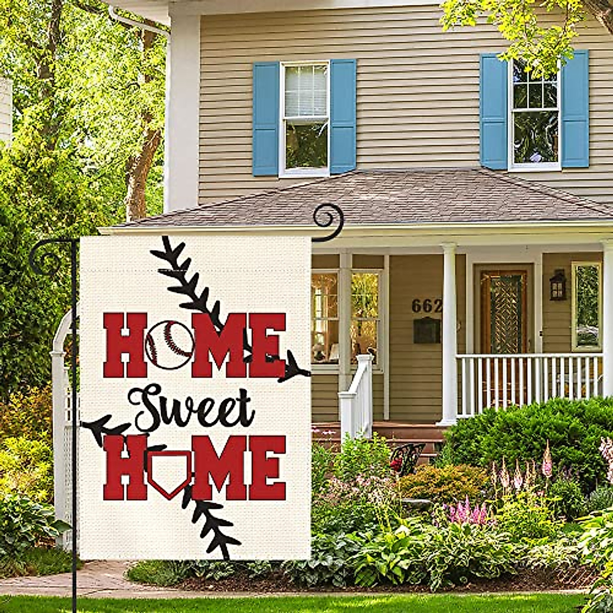AVOIN Baseball Garden Flag Vertical Double Sided Home Sweet Home, Bat Ball Sport Softball Flag Yard Outdoor Decoration 12 x 18 Inch