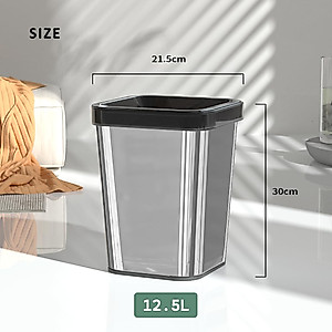 SWIFTIRON Titanium Crystal Trash can with Large Capacity for Bedroom Bathroom Home Office 9L Trash can(Silver，2PCS)
