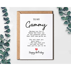 To My Gammy - Gammy Birthday Card - Gammy Is The Greatest Gifts In My Life - Birthday Card For Gammy - Gift For Gammy Card- Christmas Gifts For Gammy
