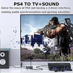 HDMI Audio Extractor, 4K HDMI to HDMI Splitter 3.5mm AUX Audio 1080P, Compatable for TV, PC, PS3/4/5, Blu-ray/DVD/HD Player, Projector, Sound System, Xbox, Switch