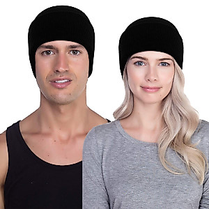 LCZTN 4 Pack Winter Ski Beanie Hat for Men＆Women,Warm Fisherman Cuffed Knit Cap Unisex (4 Pack Black)