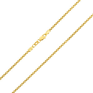 Nuragold 10k Yellow Gold 2mm Round Box Chain Venetian Link Pendant Necklace, Mens Womens Jewelry 16" 18" 20" 22" 24" 26" 28" 30"