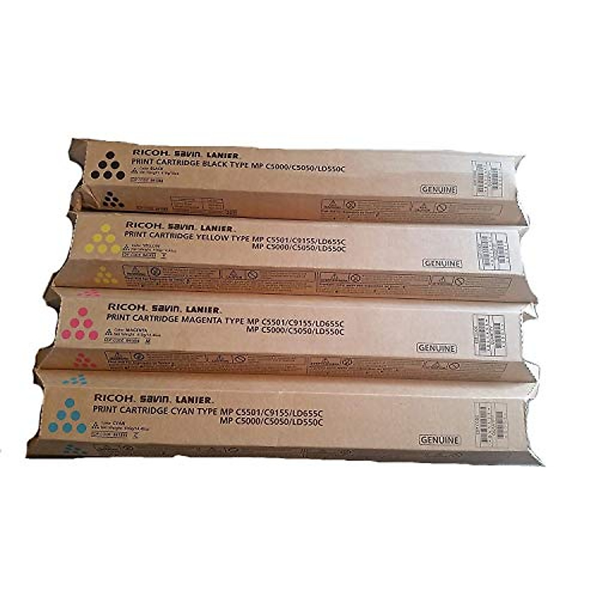 Genuine Ricoh MP C5000 C5050 LD550C Toner Bundle Set BCYM 841284, 841453, 841454, 841455