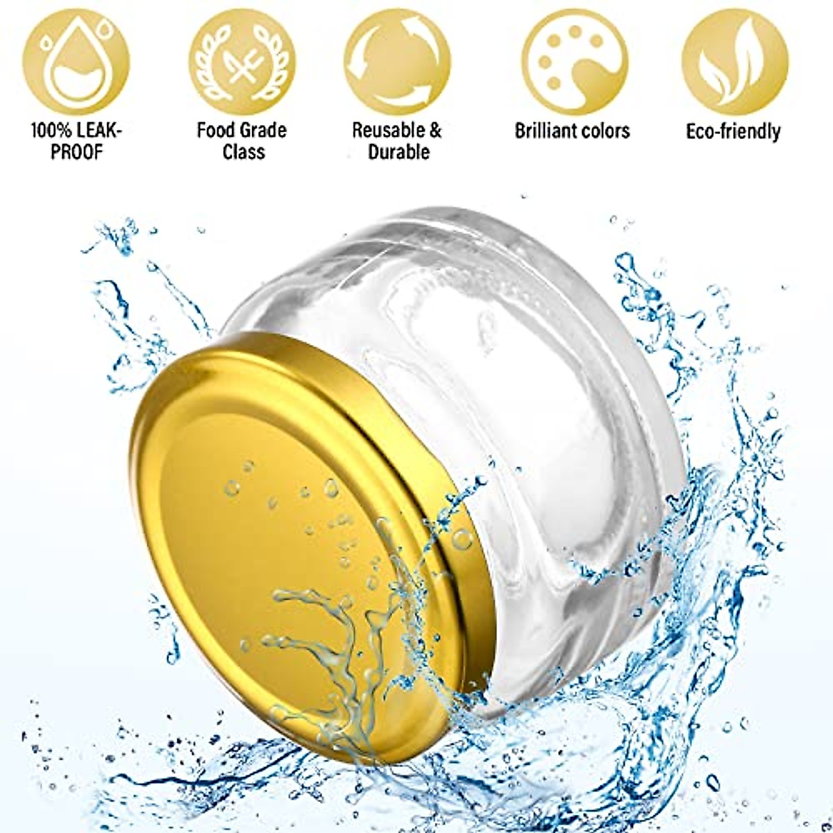 10 Pcs 3.4 oz Glass Condiment Containers with Metal Lids Small Salad Dressing Container to Go Leakproof Salad Jars with Lids Reusable Glass Containers with Lids for Food Sauce Picnic Travel, 5 Colors