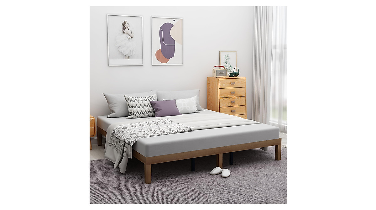 Dolonm King Size Solid Wood Platform Bed - No Box Spring Needed