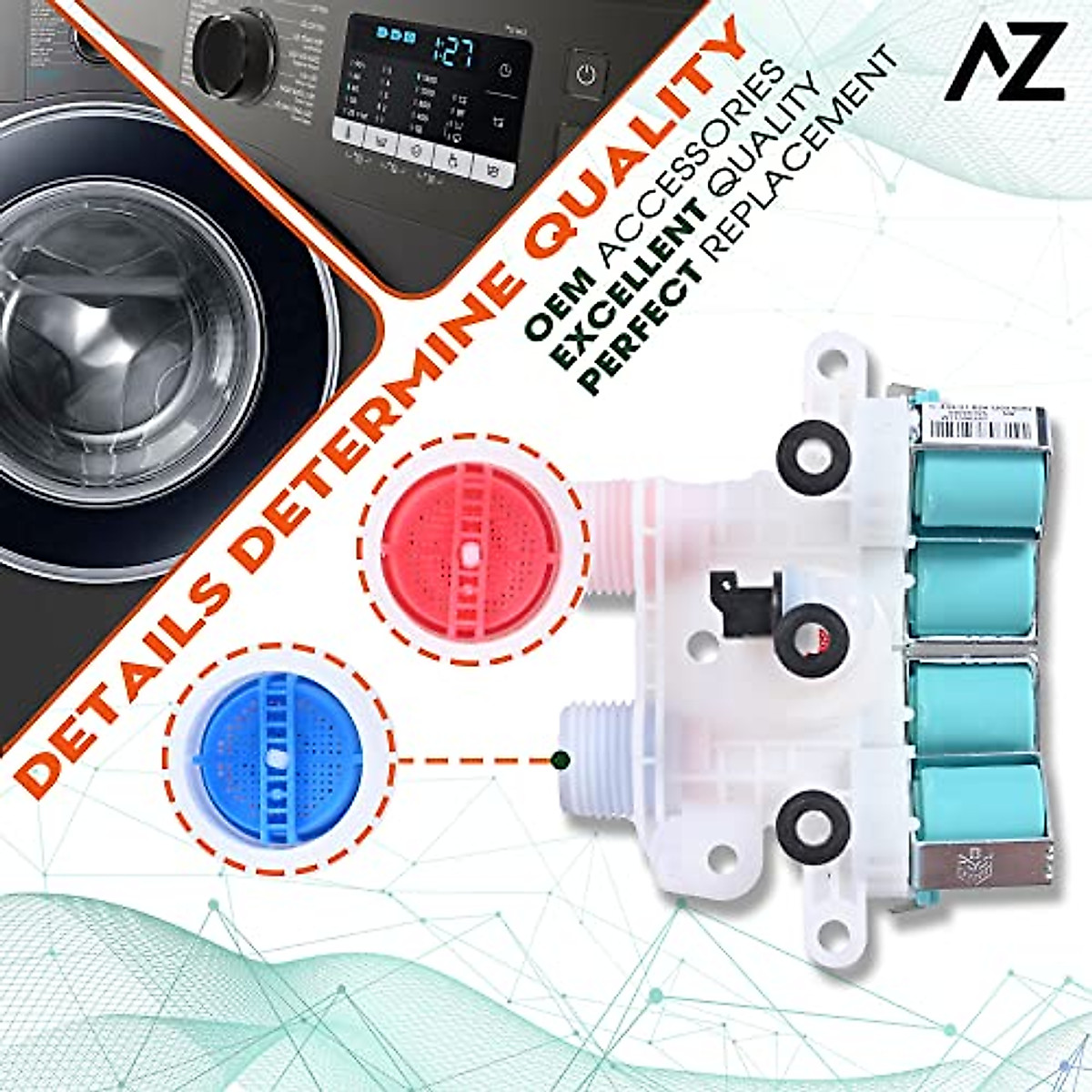 Washer Water Inlet Valve Replace For Whirlpool Cabrio WTW8500DR2 WTW8500DC2 WTW7500GC0 WTW7500GW0 WTW8500DC0 WTW5105HW0 WTW5105HW1 WTW7500GC2 WTW7500GW2 WTW8500DC5 WTW7500GW WTW8500DW WTW8500DW1