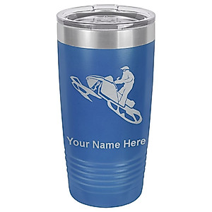 LaserGram 20oz Vacuum Insulated Tumbler Mug, Snowmobile, Personalized Engraving Included (Dark Blue)