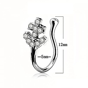 3Pcs Fake Nose Rings Clip on Nose Rings Non-Pierced Nose Hoop Ring Adjustable Nose Cuff Fake Septum Nose Hoop Rings Faux Lip Ear Nose Septum Ring Clip On Nose Hoop Rings -Silver