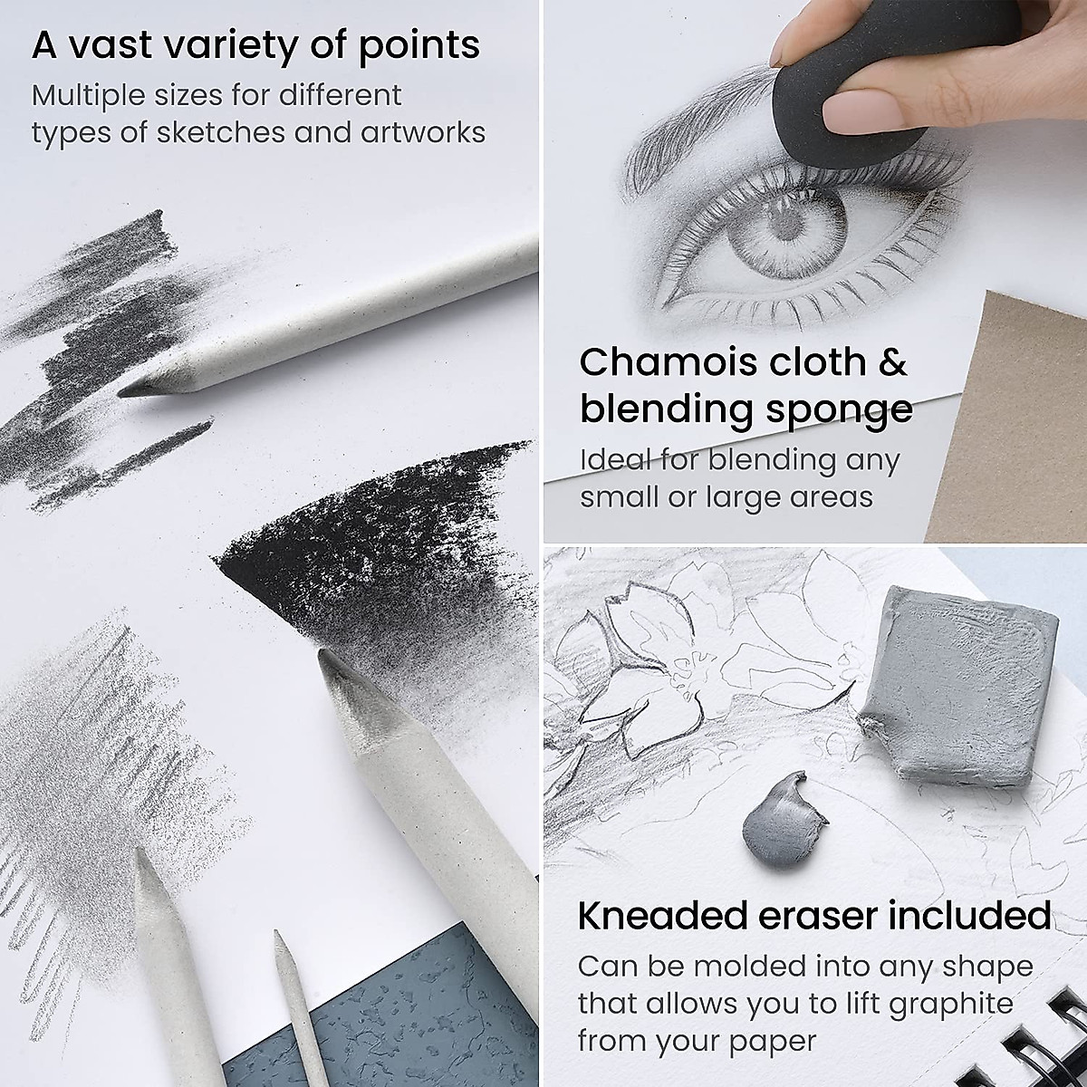 ARTEZA Drawing Kit for Adults, Set of 35 Sketching Tools and Detailing Accessories