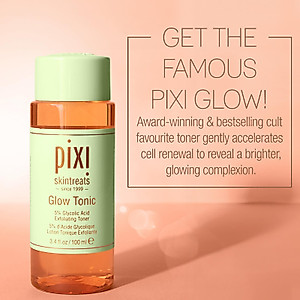 Pixi Glow Tonic Balancing Face Toner Glycolic Acid Toner for Radiant Skin Daily Brightening Toner (3.4 fl oz / 100 ml, Toner)