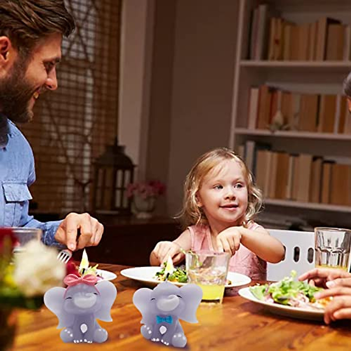 2 PCS Cute Elephant Aesthetic Candles, Trendy Pair Elephants Candle, Handmade Adorable Cute Elephant Baby Shower Cake Topper Candle for Couples Birthday Anniversary Home Party Decor