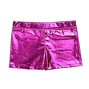 Yeeye Girls Boys Metallic Boy-Cut Shorts Shiny Bottoms Hot Pants for Sports Cheer Workout Swimming Rose 12