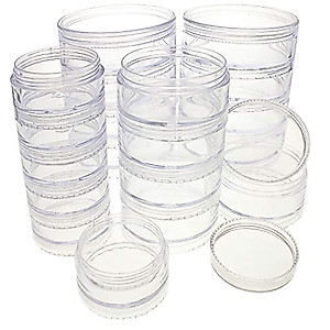 The Beadsmith – Stack Jar 4-Piece Assortment – 2 x 4 Stack, 1 x 5 Stack, 1 x 6 Stack, Pill containers, Empty Pot Jars, refillable Cosmetic containers, Small Plastic Organizers