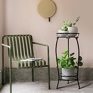 Cometofit Plant Stand Indoor Outdoor 2 Tier 27" Tall Metal Potted Holder Rack Flower Pot Stand Heavy Duty Plant Shelf Rustproof Iron Multiple Plant Round Supports Rack for Planter Corner Garden