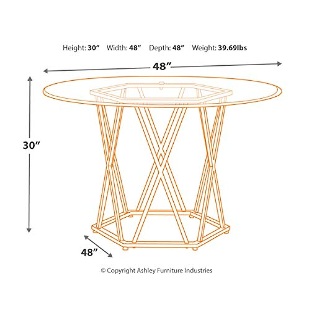 Signature Design by Ashley Madanere Round Contemporary Dining Room Table, Chrome Finish