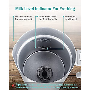 EZBASICS Electric Milk Steamer, 8.4oz/250ml Automatic Hot and Cold Foam Maker, Milk Warmer for Coffee, Latte, Cappuccinos with Two Whisks for Frothing and Heating Milk