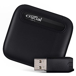 Crucial X6 2TB Portable SSD with USB-A adapter - Up to 800MB/s - PC and Mac - USB 3.2 External Solid State Drive - CT2000X6SSD9