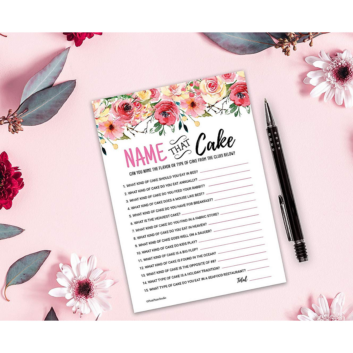 30 Name That Cake Game Cards- Bridal or Baby Shower, Birthday, Gender Reveal, Engagement or Bachlorette Party- Fun, Easy Activity for Women, Men, and Kids