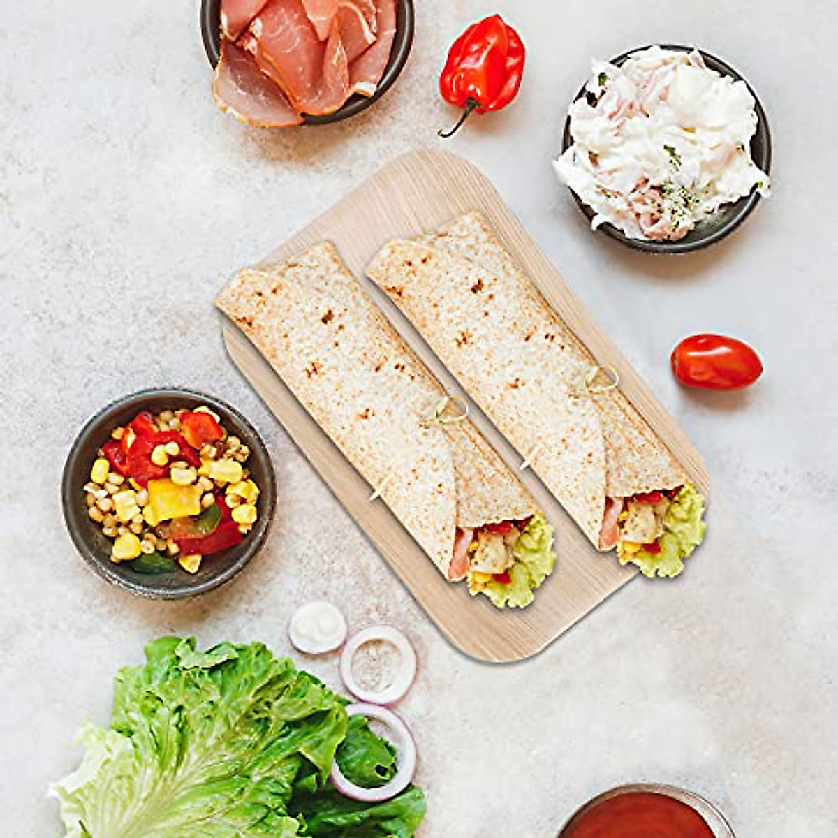 Dicunoy 35 Pack Disposable Charcuterie Boards, Mini Appetizer Serving Platters, Reusable Food Trays Palm Leaf Plates for Party, Rectangle Cocktail Dishes for Weddings, Dessert, BBQ, Sushi, 9.5" x 6"