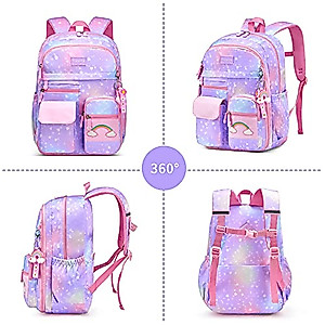 Youngsing Backpack for Girls Kids Backpack Elementary School Primary School Bag (Purple)