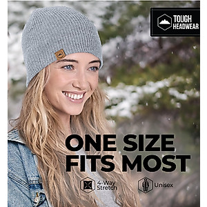 Tough Headwear Beanies for Men & Women - Knit Beanie, Warm & Soft Ribbed Beanie, Daily Knit Hat, Women & Mens Toboggan Hat for Cold Weather Light Gray