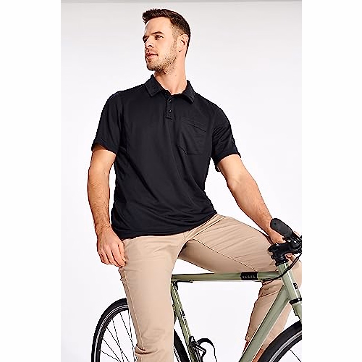 Hebepol Men's Polo Shirt, Short and Long Sleeve Tactical Shirts, Lightweight Work Golf Shirts, Outdoor UPF 50+ Pique Shirt