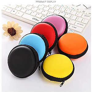 6PACK Portable Round Earphone Carrying Case Mini Pouch Storage for Smartphone Earphone Bluetooth Headset Storage Bags