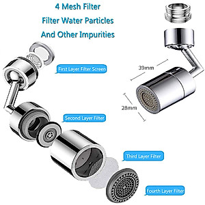Miweel 2PCS Splash Filter Faucet，720° Faucet Aerator，Faucet Sprayer Attachment with 4-Layer Net Filter, Anti-Splash,Water Oxygen-Enriched Foam