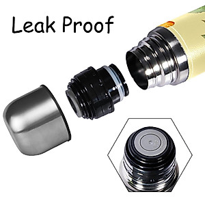 Stainless Steel Leather Vacuum Insulated Mug Mango Thermos Water Bottle for Hot and Cold Drinks Kids Adults 16 Oz