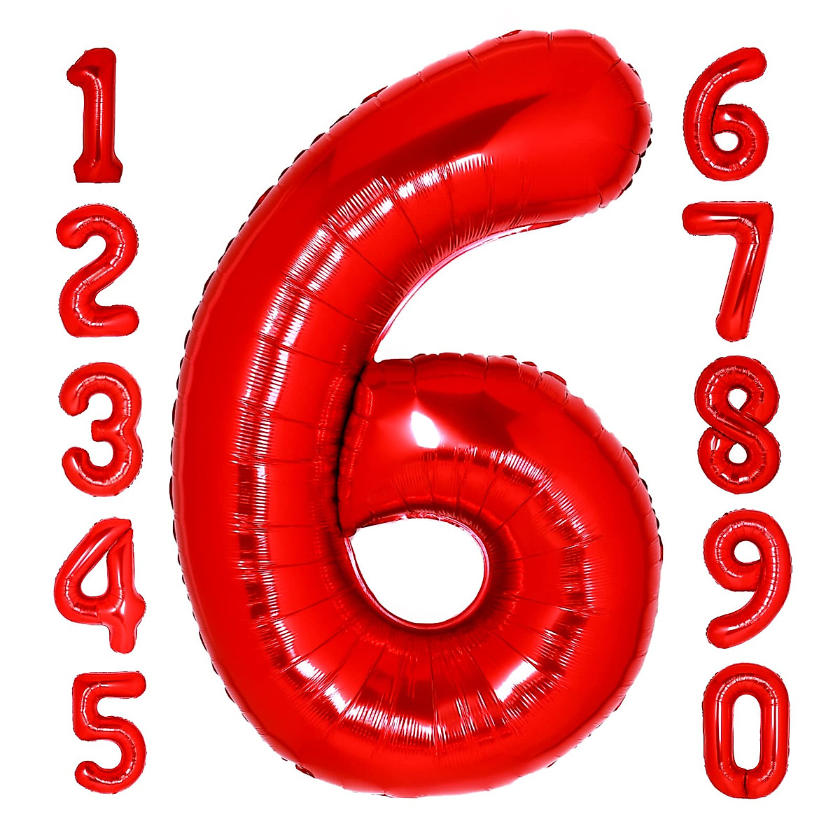 40 Inch Red Number 6 Balloon Large Size Jumbo Digit 6 Mylar Foil Helium Red Balloons for 6th Birthday Party Boys Girl Celebration Decors 6 Years Old Anniversary Photo Shoot for Kids Gift Bridal Shower