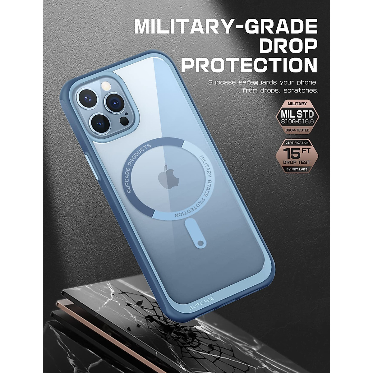 SUPCASE for iPhone 13 Pro Max Case (Unicorn Beetle Mag),[Compatible with MagSafe] [Military-Grade Protection] Protective Slim Clear Magnetic Shockproof Phone Case for iPhone 13 Pro Max, Azure