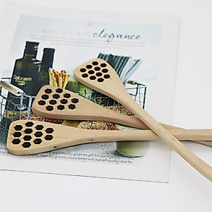 Newwe Honey Dippers (6 pcs set) 7 inch Honeycomb Stick, Honey Stirrer Stick for Honey Jar Dispense Drizzlier Honey and Wedding Party Gift