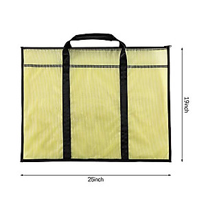 Art Mesh Vinyl Storage Bag with Handle and Zipper, Waterproof Art Supply Storage Transparent Bag for Large Posters, Poster Board, Painting, Teaching Material, Art Works,Posters Organization