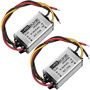 2 Pcs Dc 24v to 12v 2a 24w Step Converter Voltage Regulator Down Waterproof Buck Power Supply Reducer Regulator Transformer Voltage Module for Golf Cart Club Car,Accept Dc15-40v Inputs(2 Pieces)
