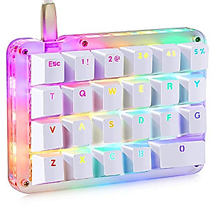 Koolertron One Handed Macro Mechanical Keyboard, Portable Mini One-Handed Mechanical Gaming Keypad 23 Fully Programmable Keys (RGB Backlit/Blue switches)