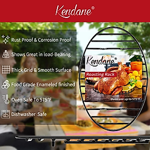 Roasting Rack with Integrated Feet, Cooling Drying Rack Kitchen Rack With Enameled Coating, PTFE Free, Great for Cooking, Roasting, Drying, Grilling, 12inch*8.5inch by KENDANE