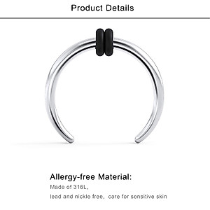 Lcolyoli 25pcs Septum Piercing Jewelry 316L Surgical Steel 3/8"(10mm) U-Shaped Horseshoe Nose Hoop Ring Septum Piercing Hanger Retainer for Women Men 16g 16 gauge