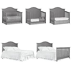 Dream On Me Ella 5-in-1 Full Size Convertible Crib in Storm Grey, Greenguard Gold Certified