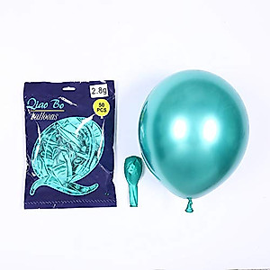 BALONAR 3.2g 12Inch 90pcs Metallic Chrome Balloon in Blue Green and Purple for Wedding Birthday Party Decoration (Blue Green Purple)