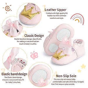 Zoolar Baby Girls Soft Princess Dress Flats Shoes Infant Wedding Mary Jane Anti-Slip First Walker Newborn Shoe Baptism Christening Texture Sole Sneaker Shoes