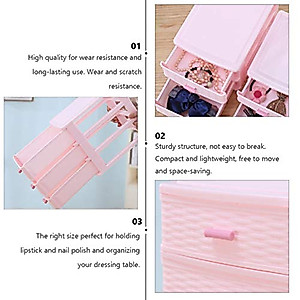 DOITOOL Storage Containers Desktop Jewelry Storage Drawer Makeup Organizer Earring Holder Stand Cosmetic Storage Container for Home Girl Bedroom (Pink) Desk Organizer Caddy