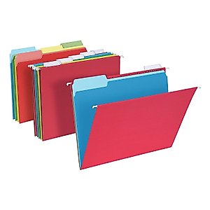 Pendaflex Hanging File Folder Combo Kit, 25 Hanging Folders with Tabs, 50 File Folders, Work from Home Starter Kit, Assorted, Letter Size (99199)