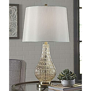 Signature Design by Ashley Latoya Contemporary 25" Curved Glass Table Lamp, Champagne